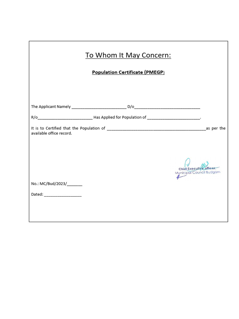 Population Certificate | PDF | Career & Growth | Business