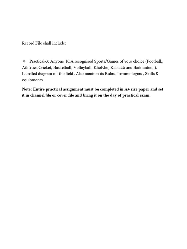 Class 11 PHE Practical | PDF