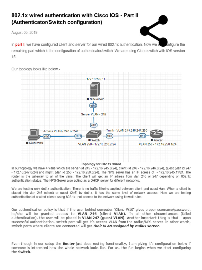 Cisco 802.1x Wired Authenticator Setup | PDF | Ip Address | Radius