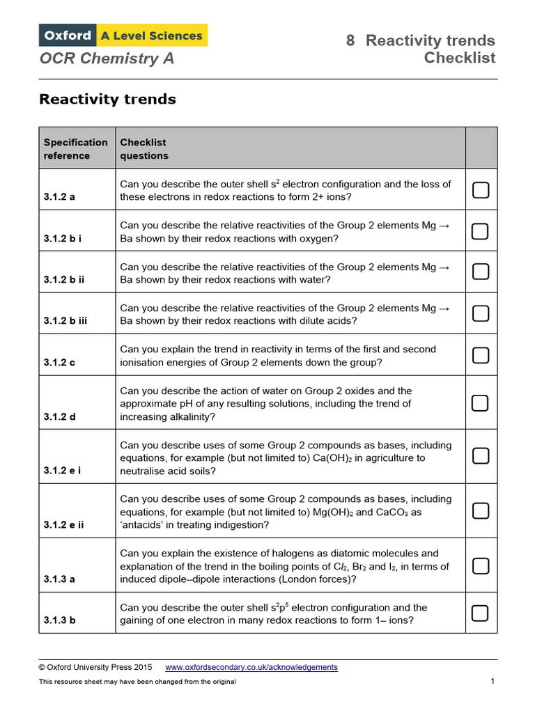 Reactivity Trends | PDF | Chemical Reactions | Chlorine