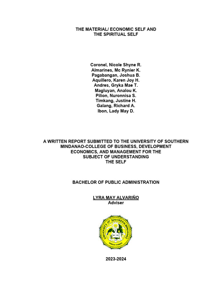 UTS - Material Self and Spiritual Self | PDF | Rituals | Psychological ...