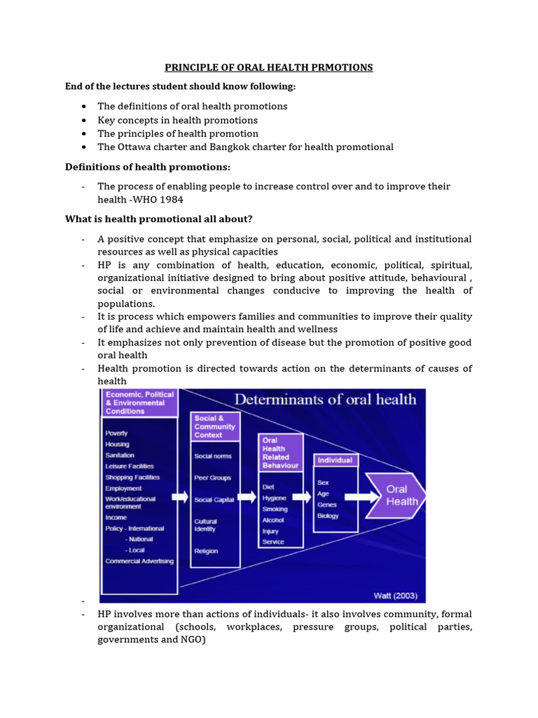 Principle of Oral Health Prmotions | Download Free PDF | Health ...