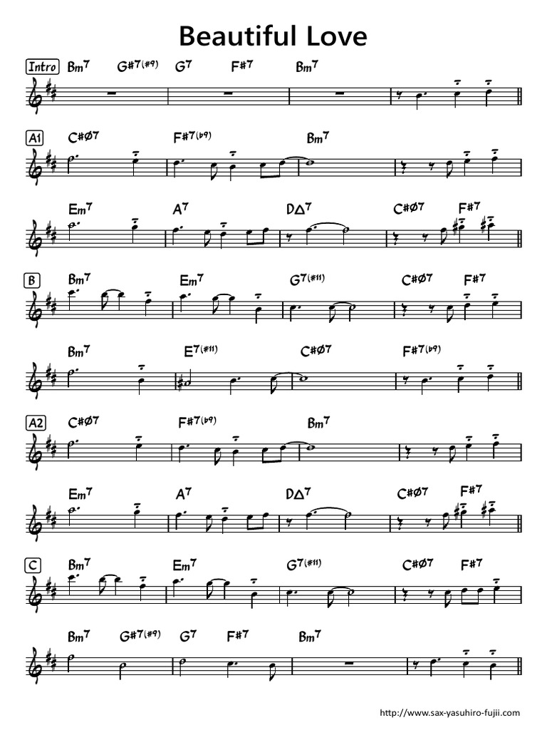 Beautiful Love - Easy Solo Example For Alto Sax | PDF | Saxophone ...