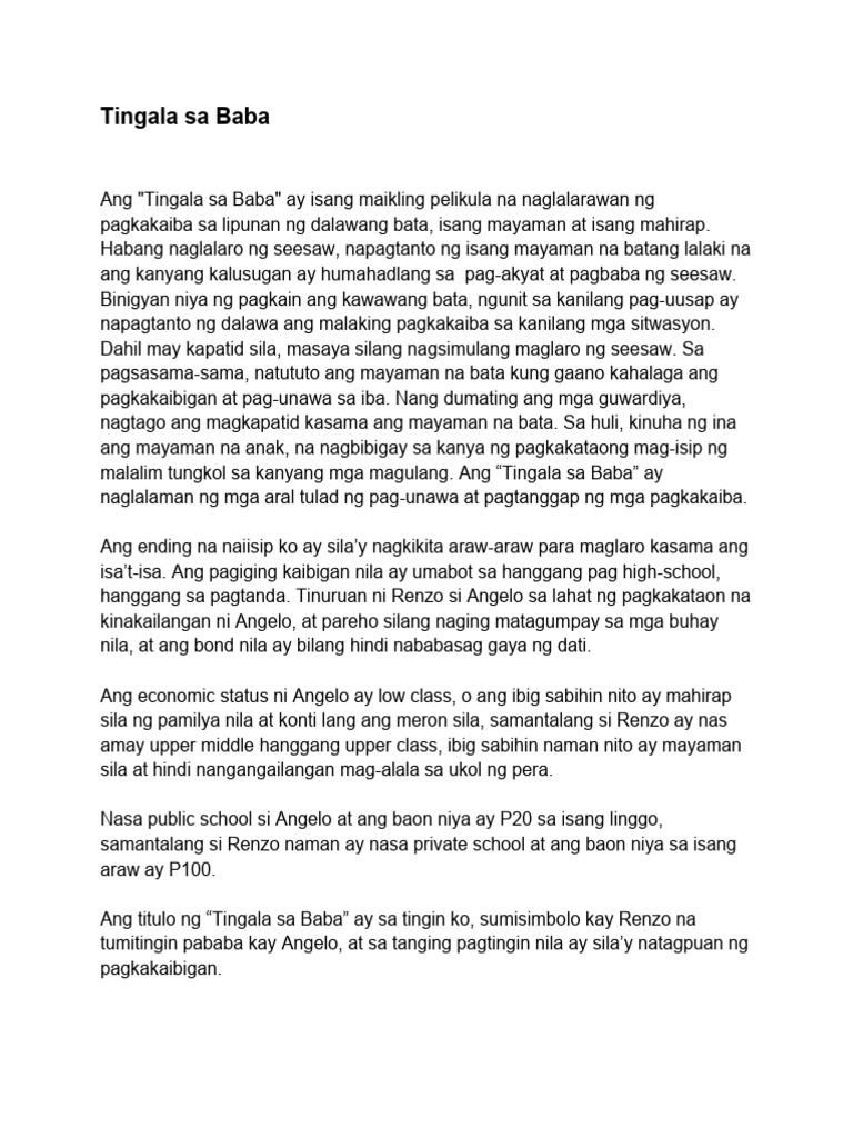 Tingala Sa Baba | PDF