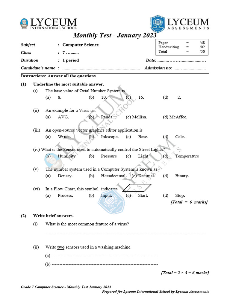 Grade 7 Computer Science | PDF | Byte | Applied Mathematics