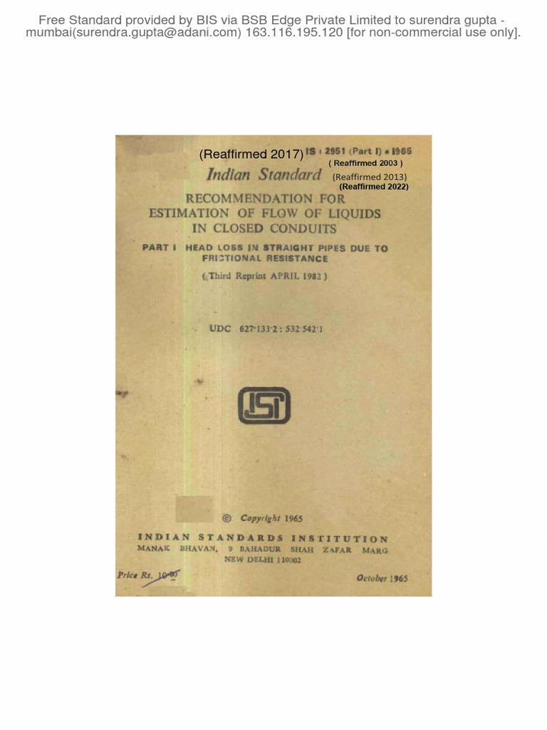 2951 1 1965 Reff2022 Head Loss Calculation | PDF | Reynolds Number ...