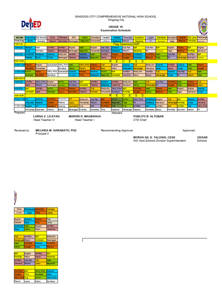 Class Schedule G10 2023 2024 2 | PDF | Public Law | Social Institutions