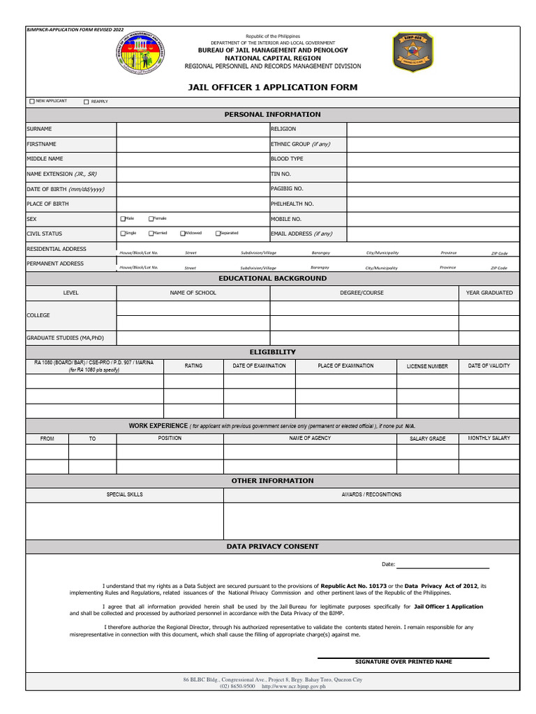 JO1 APPLICATION FORM Updated | Download Free PDF | Privacy | Government