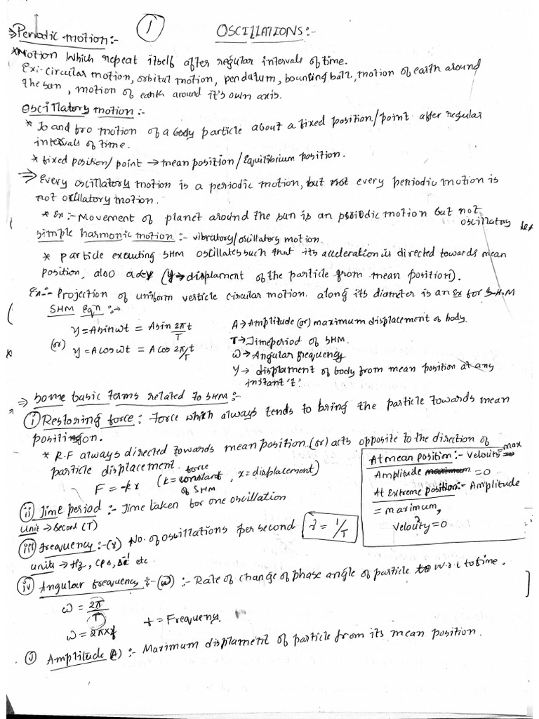 NEET Oscillation Short Notes | PDF