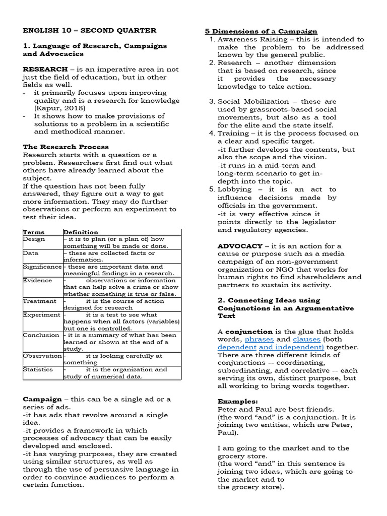 ENGLISH 10 FACT SHEET 2nd Quarter | PDF | Verb | Rhetoric