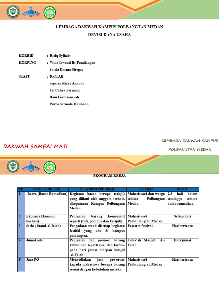 Rancangan Progja Danus Al-Falah 2023-2024-1 | PDF