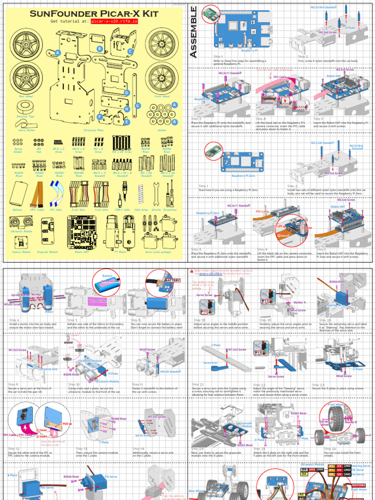 Picar-X Assembly Instructions | PDF | Screw | Rivet