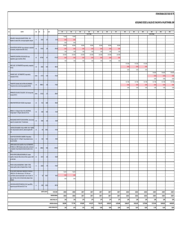 Cronograma Por Dias | PDF | Materiales | edificio