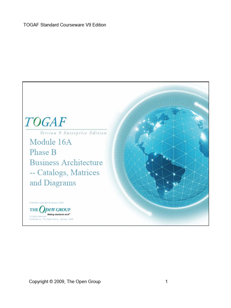 TOGAF - Phase B-Business Architecture-Catalogs, Diagrams and Matrices ...