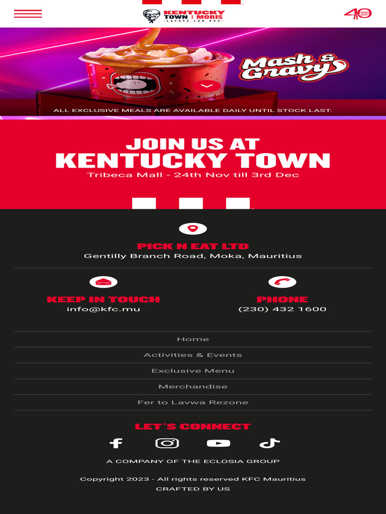 Exclusive Menu Kentucky Town KFC Maurice | PDF