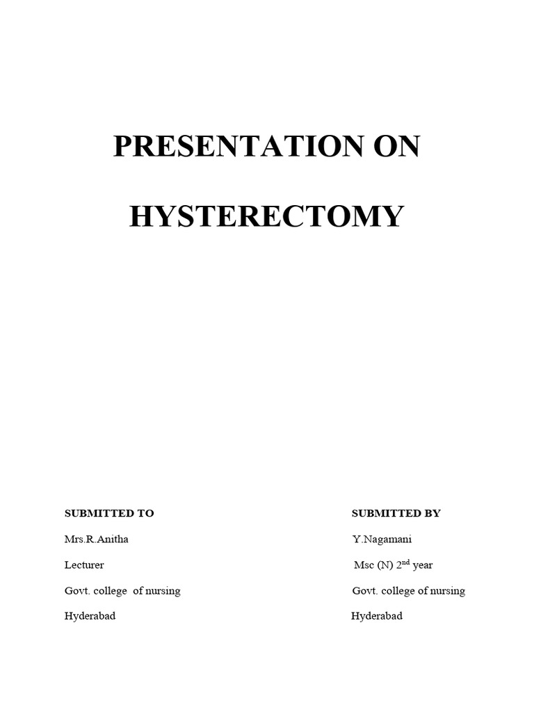 HYSTERECTOMY | PDF | Uterus | Vagina