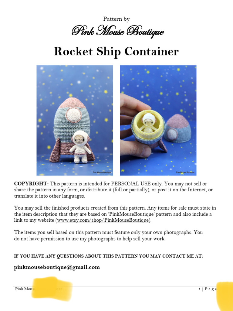 Rocket Ship Container | PDF | Crochet | Yarn