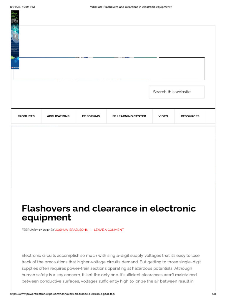 Flashovers and Clearance in Electronic Equipment | PDF | Electric Arc | Insulator (Electricity)