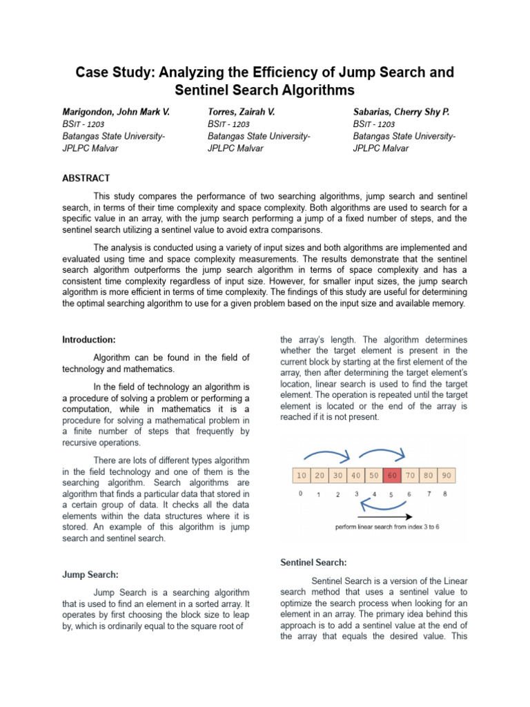 Jump and Sentinel Search | PDF | Time Complexity | Algorithms