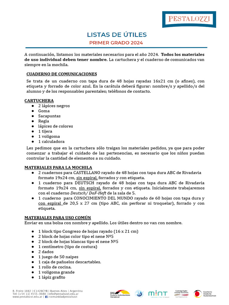 Lista Utiles 1-2024 | PDF