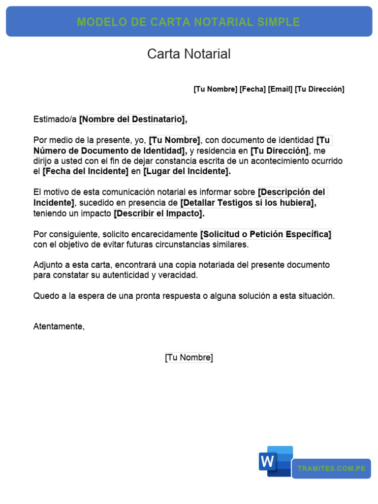 Modelo de Carta Notarial Simple | PDF