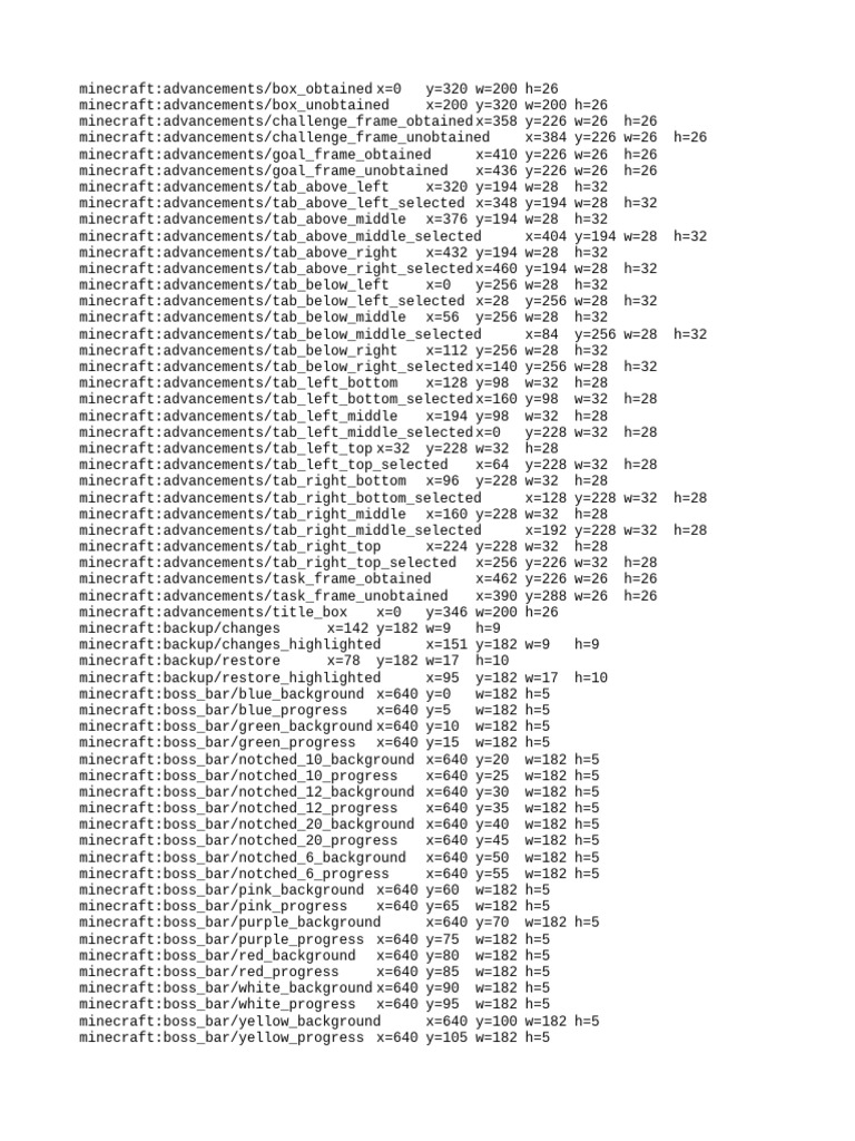 Minecraft Textures Atlas Gui - PNG | PDF