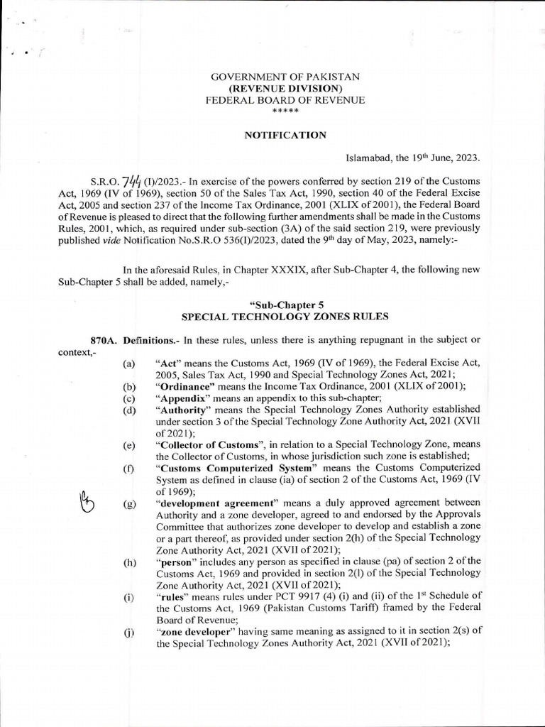 SRO FBR Capital Goods Procedure Updated-Customs | PDF | Taxes | Customs