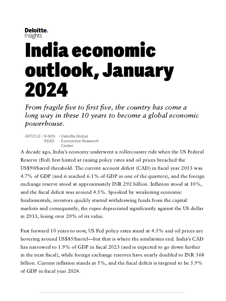 India Economic Outlook - Deloitte Insights | PDF | Inflation | Economic ... India Economic Outlook - Deloitte Insights | PDF | Inflation | Economic ...