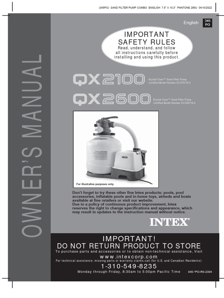 Intex Manuel Pompe + Filtre À Sable | Download Free PDF | Ac Power Plugs And Sockets | Equipment