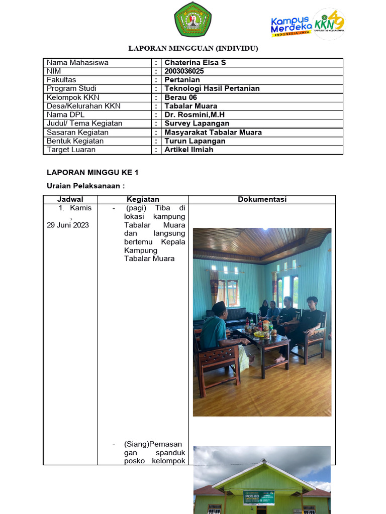 LOGBOOK - KKN - CHATERINA ELSA S | PDF