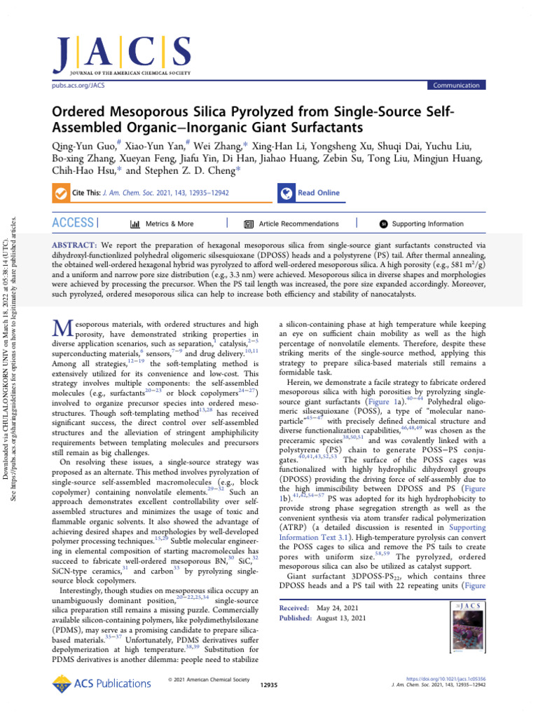 Jacs 1c05356 | PDF | Pyrolysis | Self Assembly