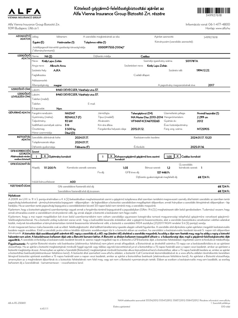 2024004184-AA Real Ajanlat | PDF