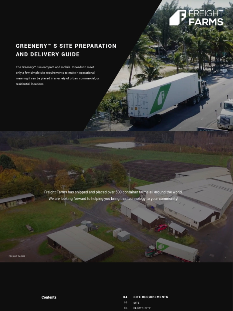 2021 Freight Farms - Greenery™ S Site Preparation and Delivery Guide | PDF