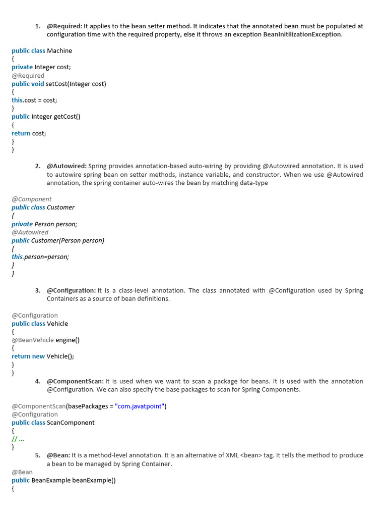 Springboot Annotations | PDF | Spring Framework | Software