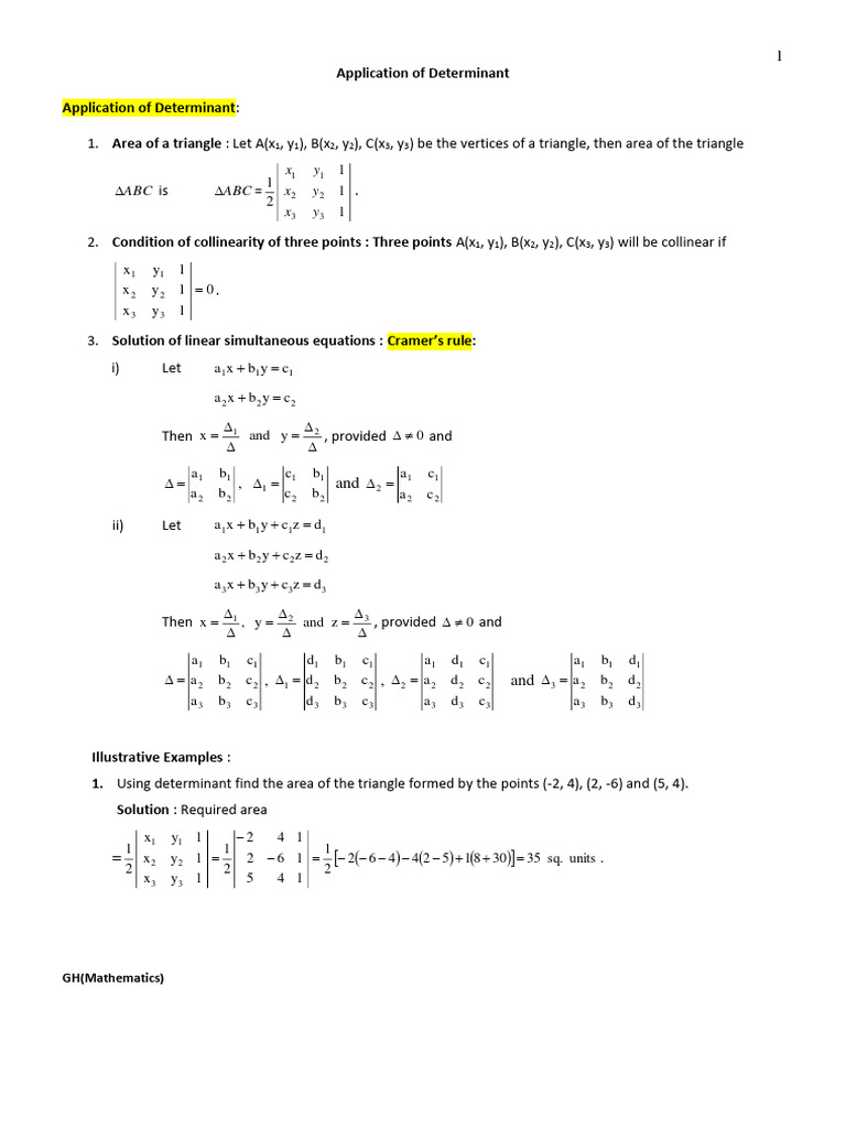 Application of Determinant | PDF | Mathematics | Algebra