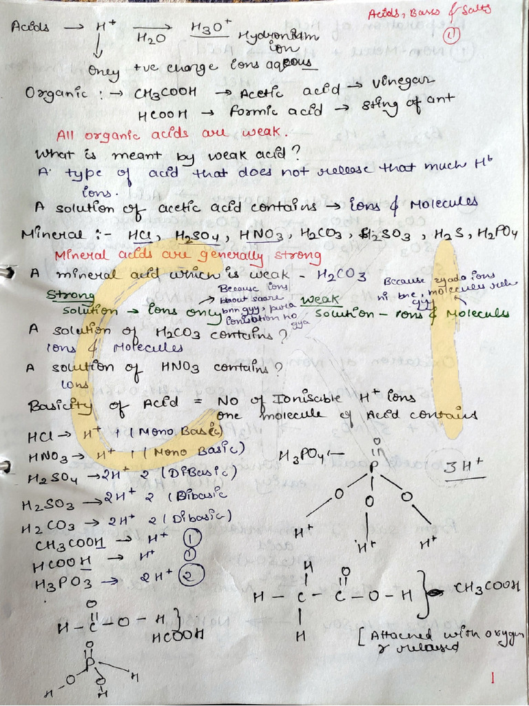 Chem Acids, Bases and Salts. Notes | PDF
