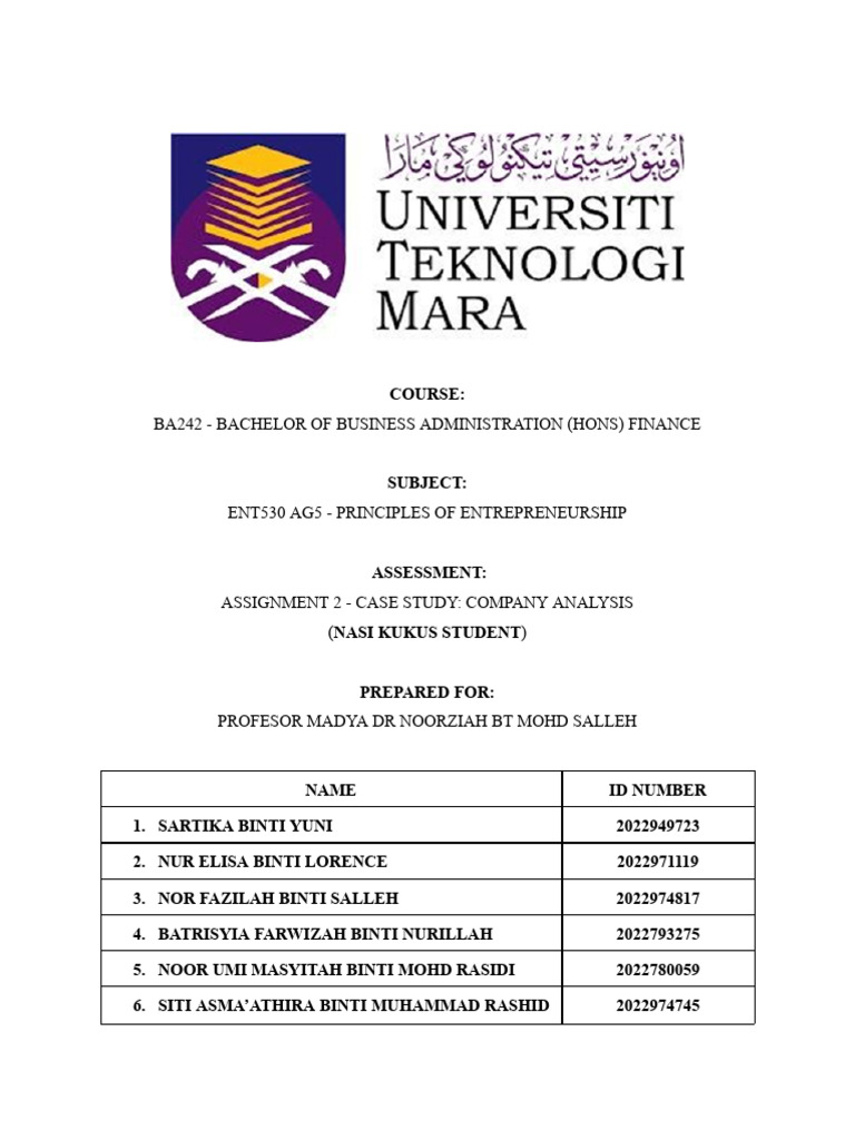 Assignment 2 - Case Study Company Analysis | PDF | Entrepreneurship | Employment