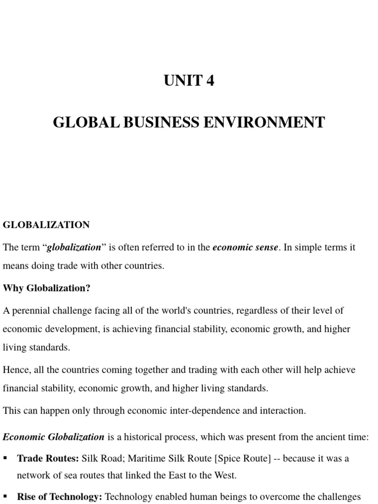 Unit 4 Current Affairs - Global Business Environment | PDF ...