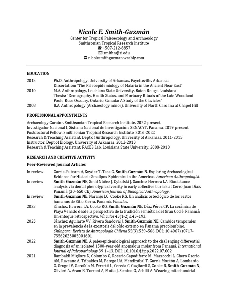 nicole smith-guzman cv | PDF | Panama | Anthropology