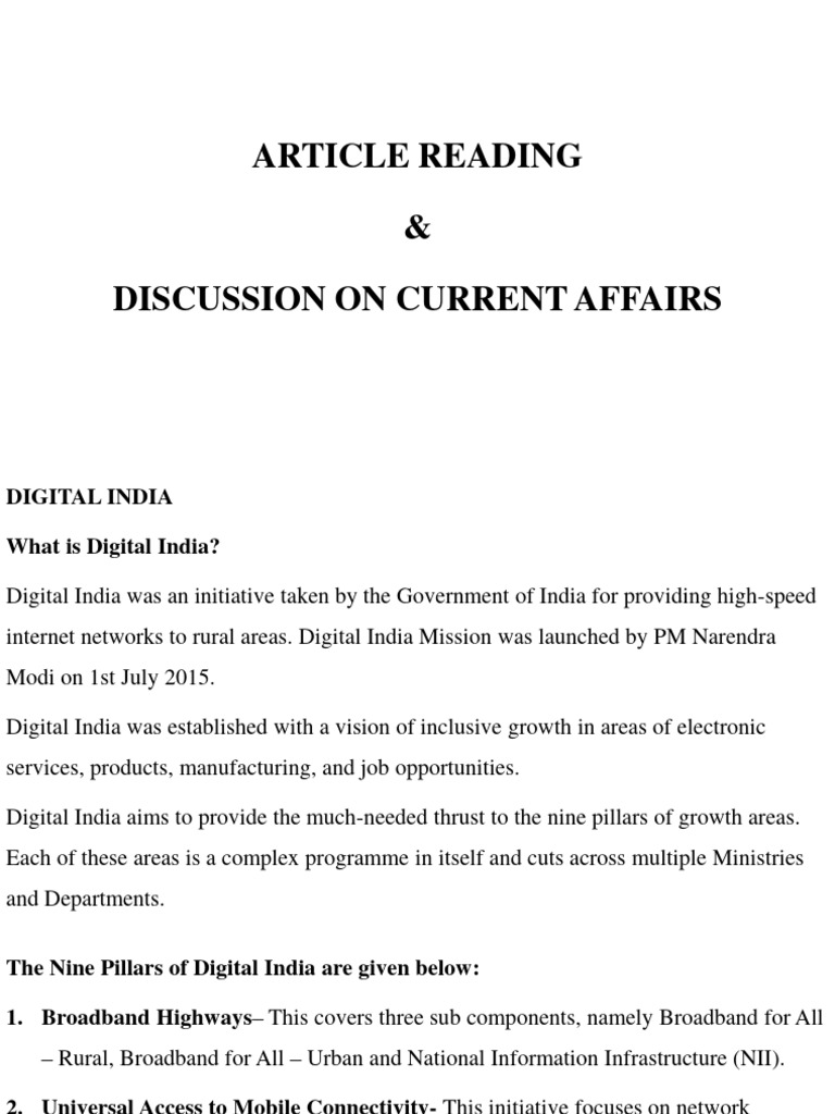 Unit 5.1 Current Affairs - Article Reading | PDF
