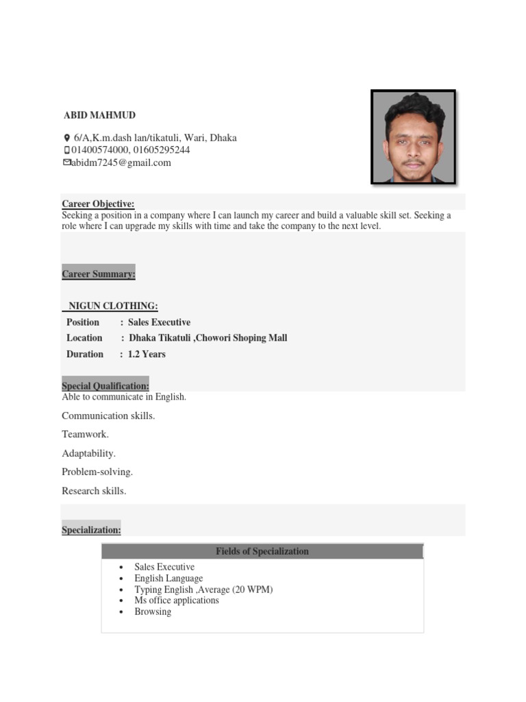 Abid Mahmud CV | PDF