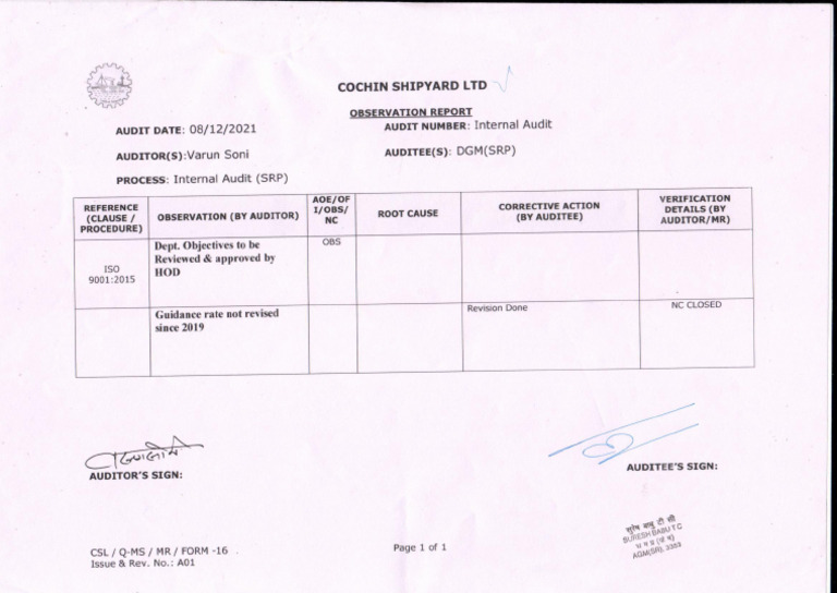 Observation Report SRP | PDF