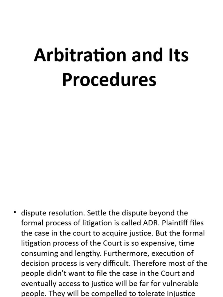Arbitration and Its Procedures | PDF | Alternative Dispute Resolution | Arbitration