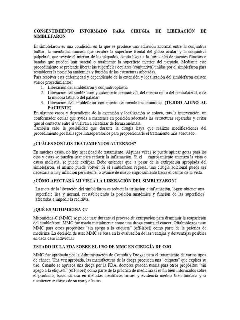 Consentimiento Informado Liberacion de Simblefaron | PDF