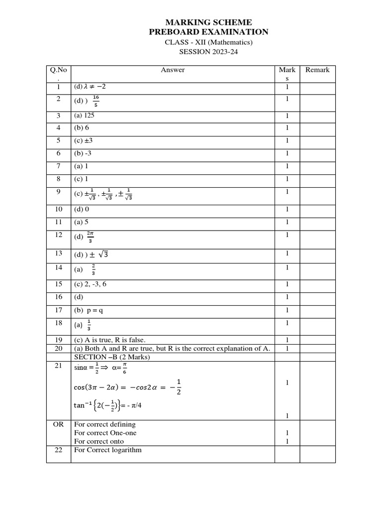 12th Maths Marking Scheme | PDF | Mathematical Objects | Theoretical Computer Science