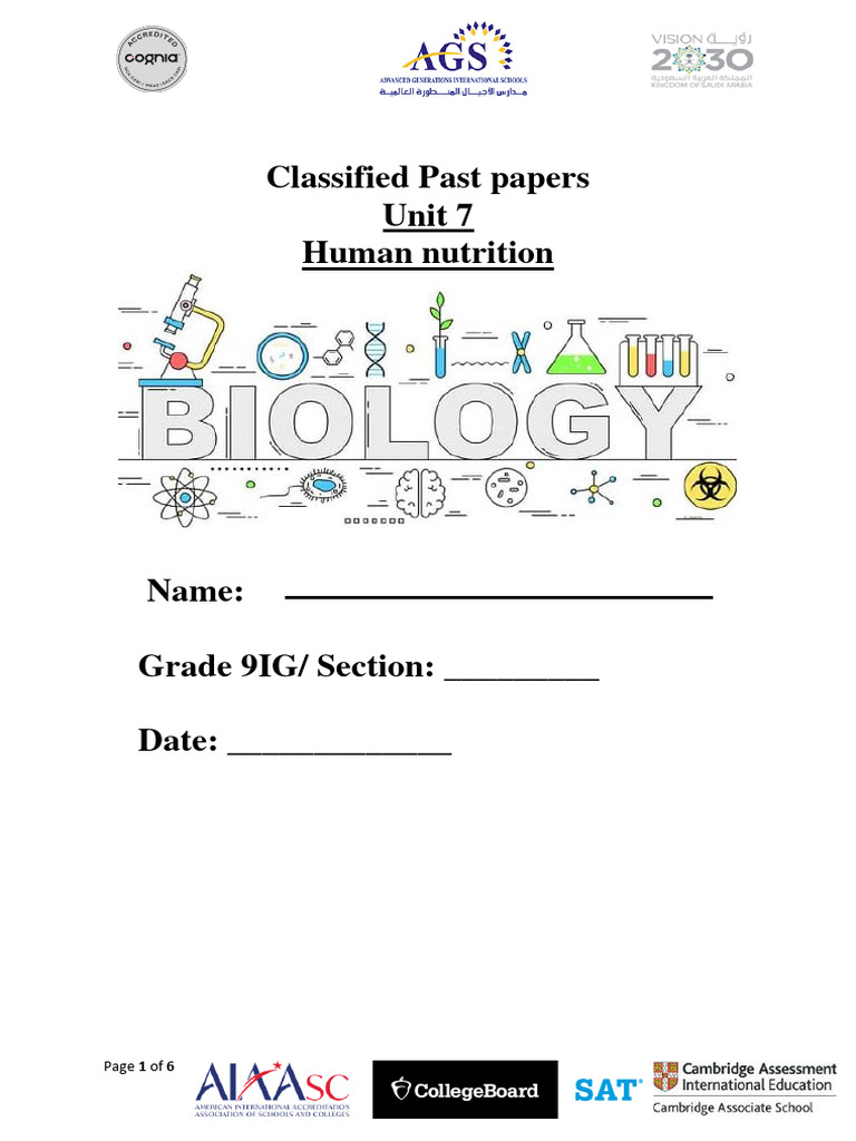 Grade 9 Human Nutrition Past Papers | PDF