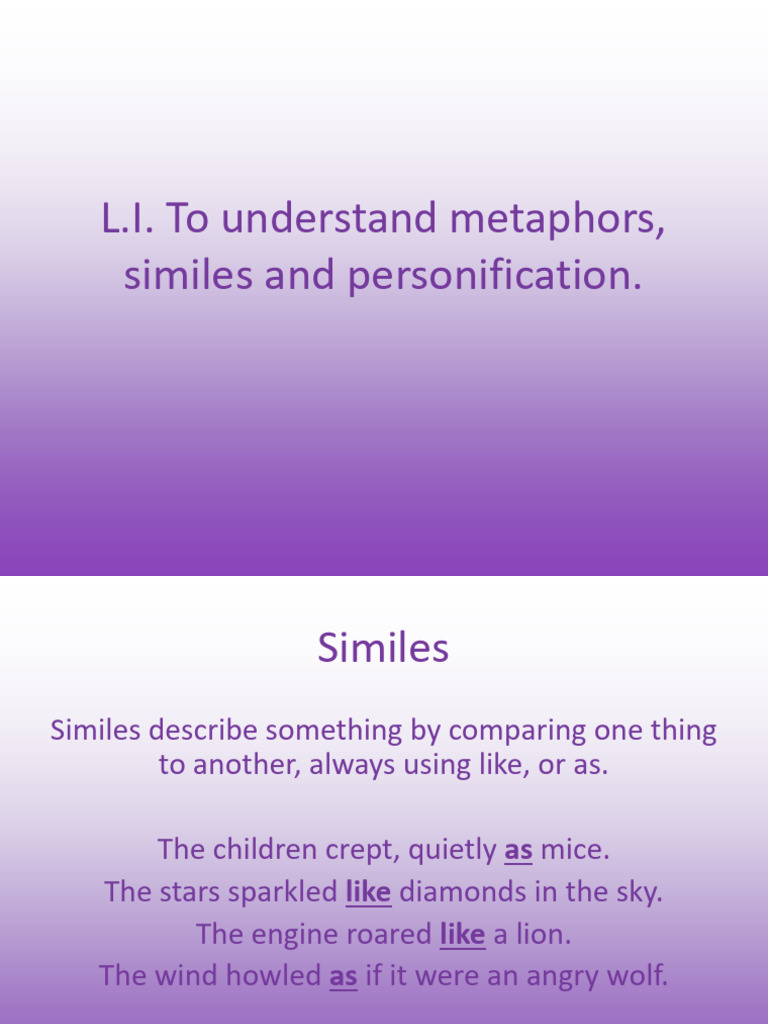 Similes Metaphors and Personification PowerPoint | PDF | Poetic Devices | Rhetorical Techniques