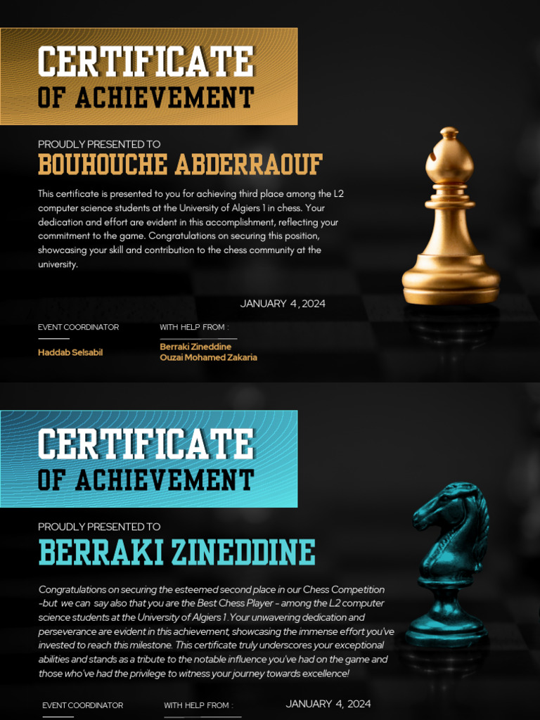 Chess Competition Certificate | PDF