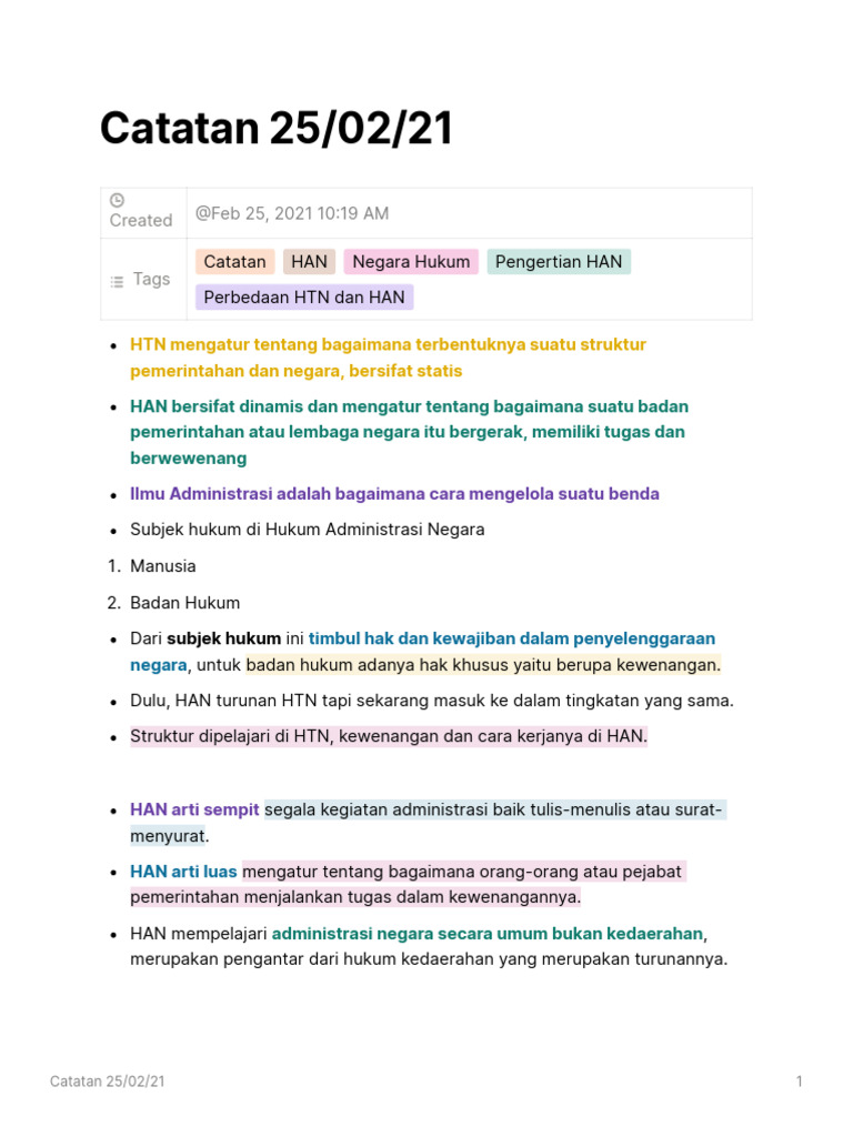 Catatan - 250221 HAN V | PDF