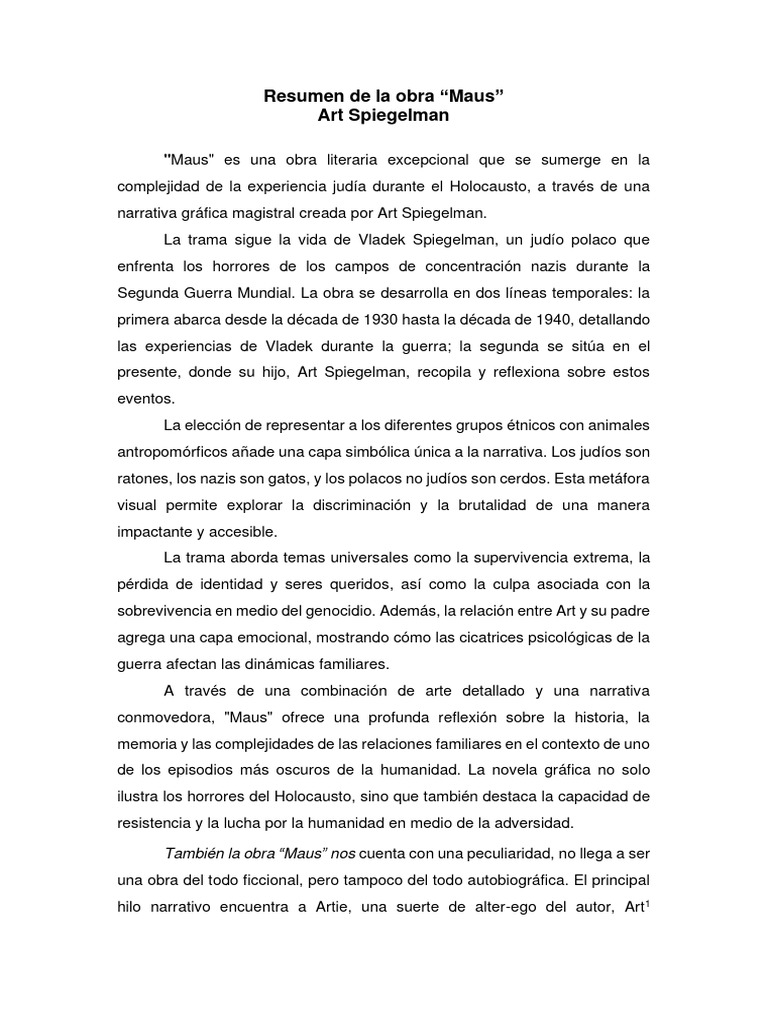 Resumen de La Obra - Maus | PDF